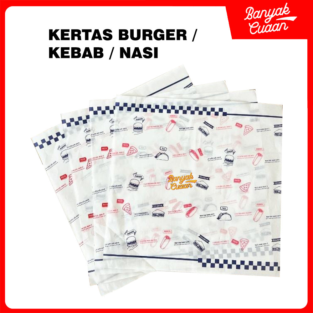 Kebab Paper Fill 50pcs / Burger Paper / Bread Paper size 25x25cm ...