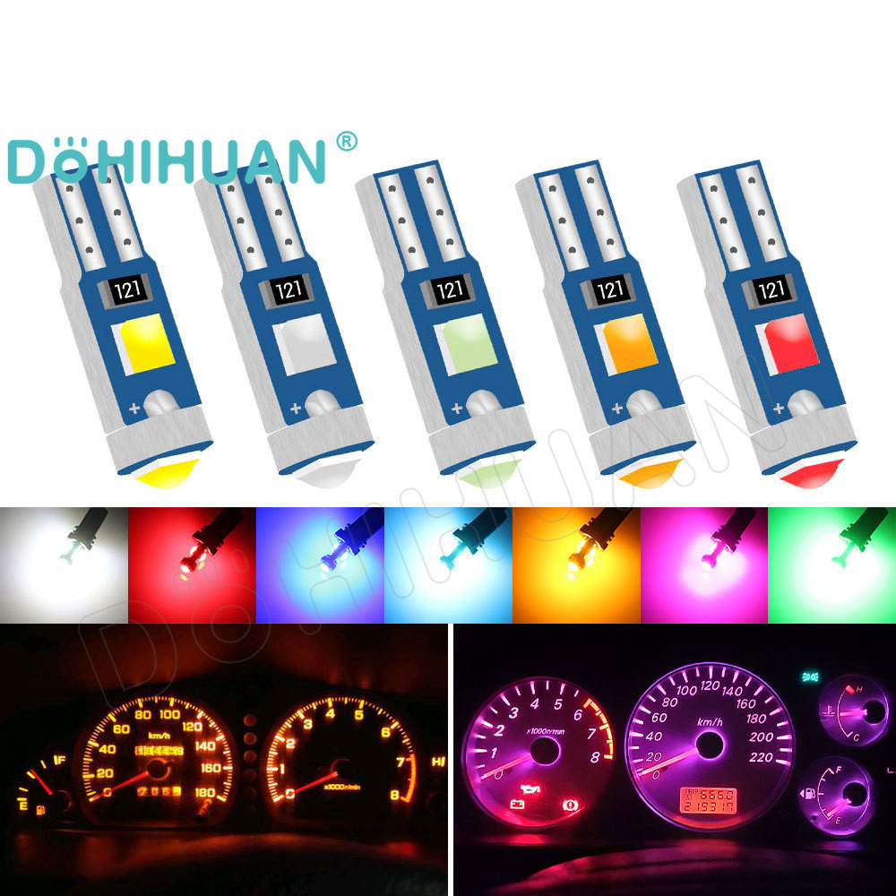 DOHIHUAN 5PCS 10PCS T5 Led Dashboard Signal Light 17 73 74 2721 W3w W1.2w 3030 3SMD Car ...