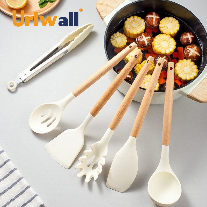 Urlwall pot shovel wooden handle silicone shovel non-stick pan special ...