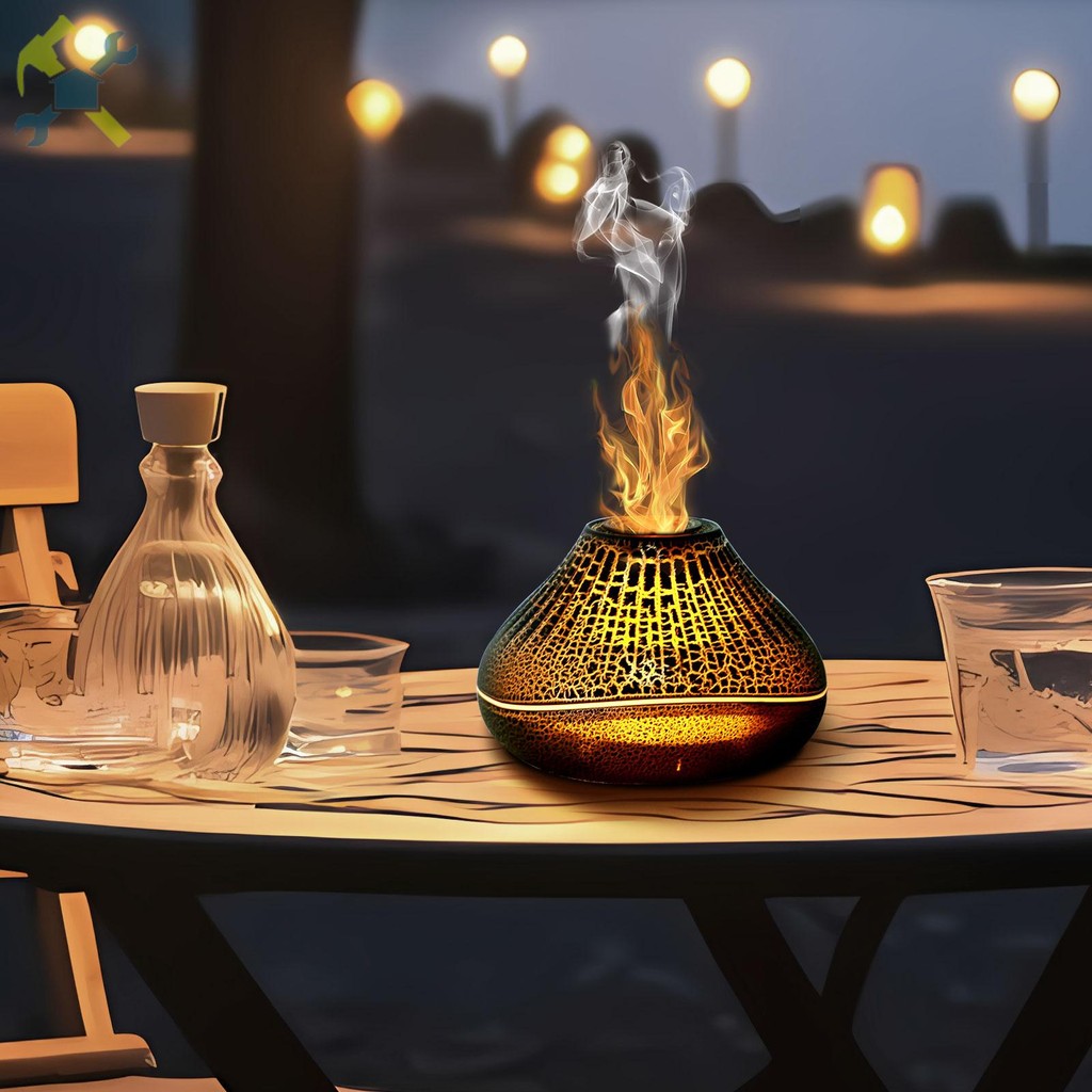 Volcano Diffuser 7 Colour Lights Flame Essential Oil Diffusers 160ml ...