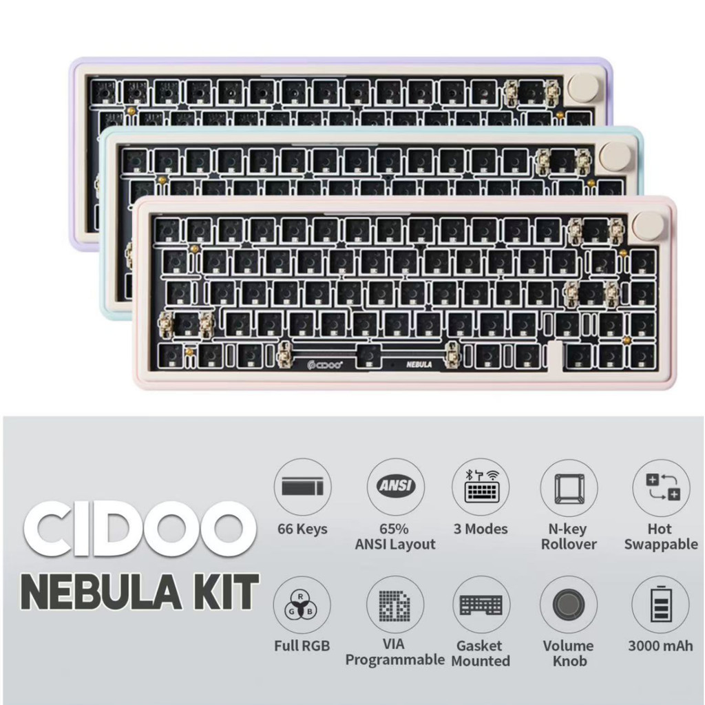 CIDOO Nebula 65% Mechanical Keyboard Three Mode Wireless VIA ...