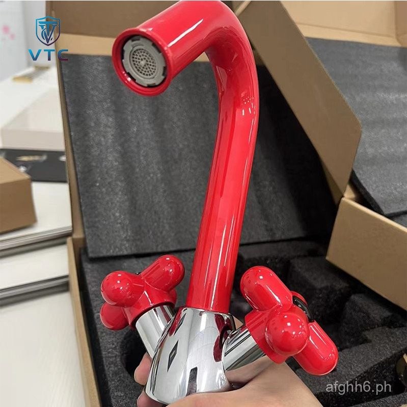 Candy Color Wash Basin Faucet All Copper Hot and Cold Cute Red Basin ...
