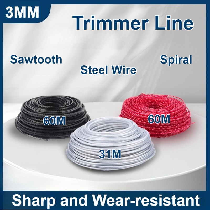 3MM Grass Trimmer Line Nylon Steel Wire Grass Cutter Rope Trimmer Sawtooth Rope Trimmer Line ...