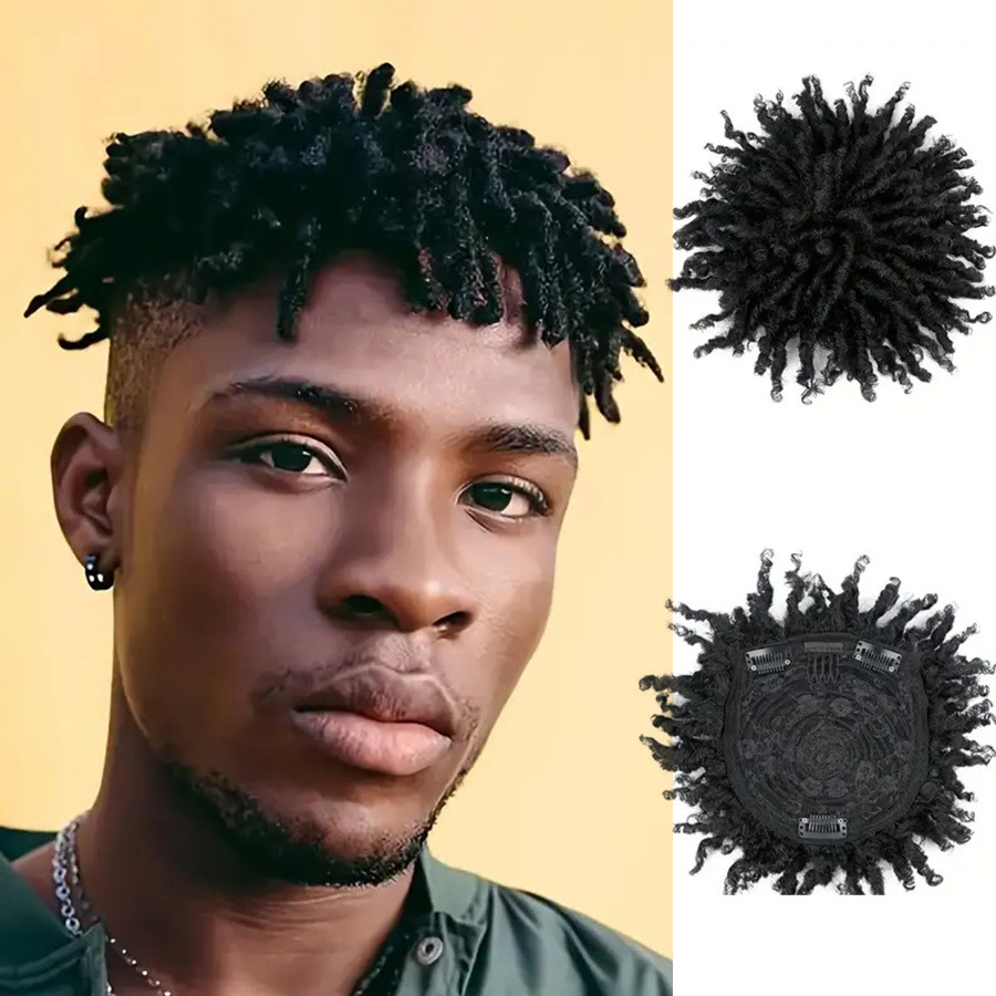Black Men's Dreadlock Wig Short Style Bald Head Wig Men's Curly Hair ...