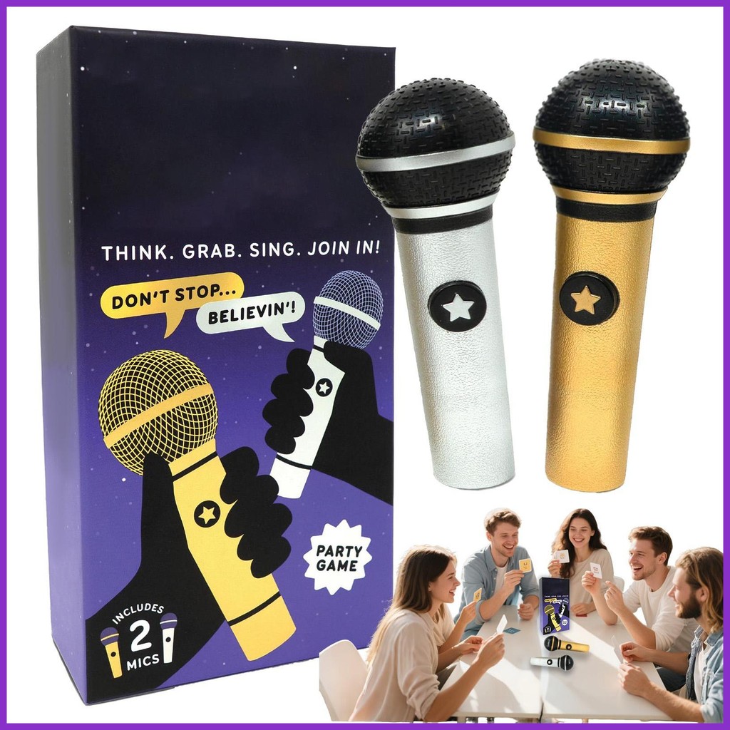 Grab The Microphone Music Games with 2 Prop Microphones 150 Cards 300 ...
