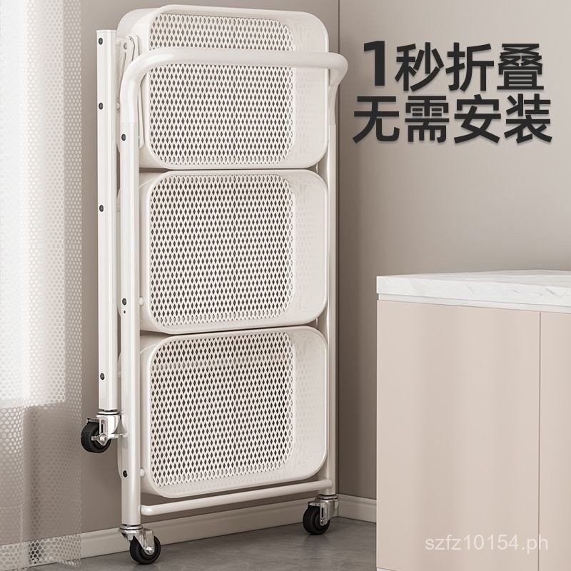 Multi-layer Foldable Floor-standing Trolley Storage Hand-push Snacks ...