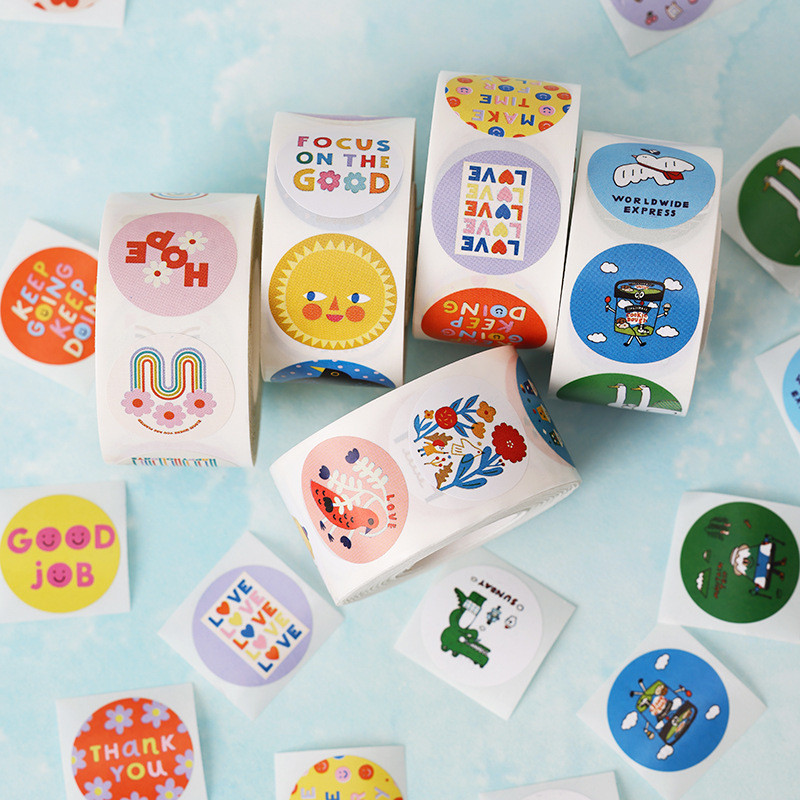 Ins Style Stickers Round Sealing Stickers 500 Sheets Coated Paper ...