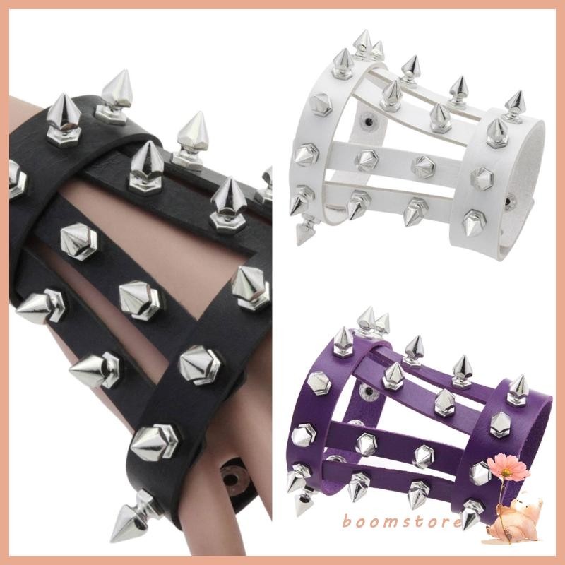 Boom Modern Punk Armband PU Leather Wrist Cuffs With Metal Snap Closure ...