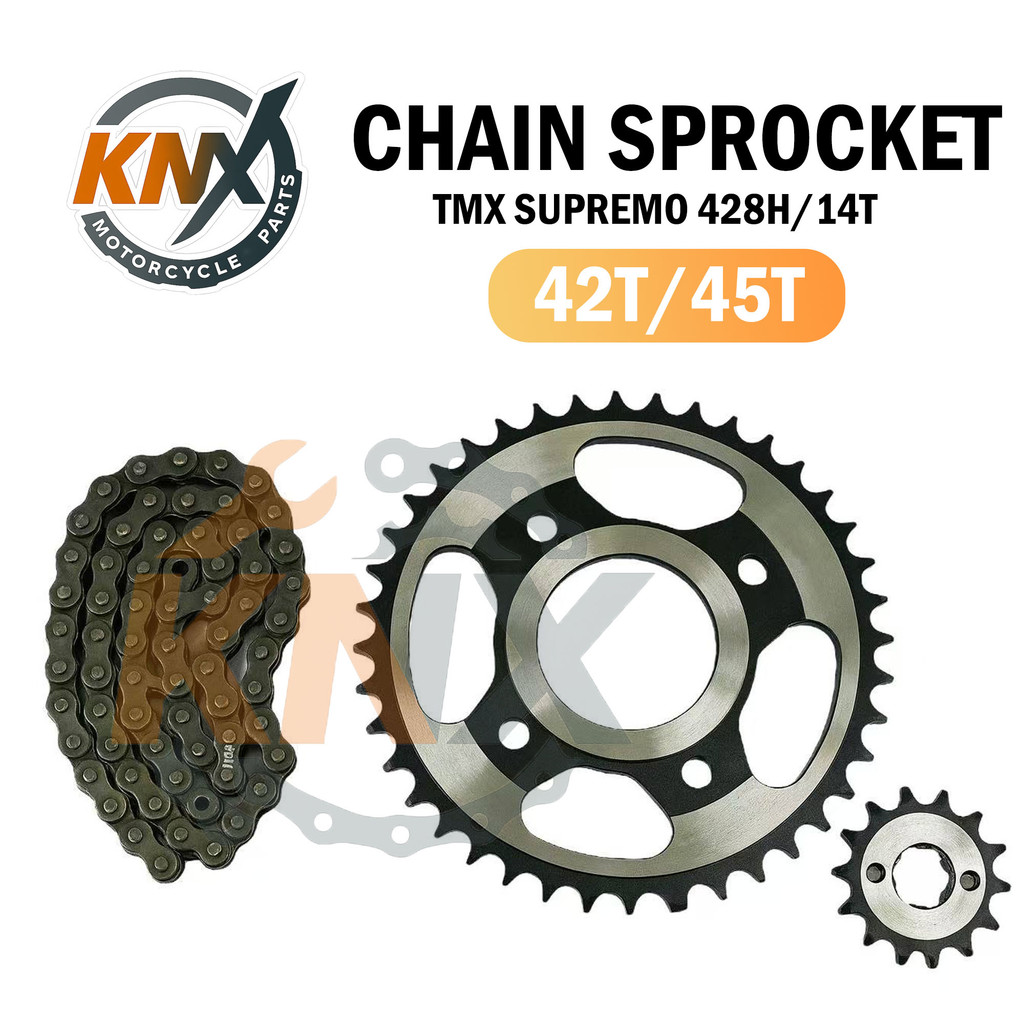 SPROCKET AND CHAIN SET TMX SUPREMO HEAVY DUTY ( 428H/42T/14T )( 428H ...
