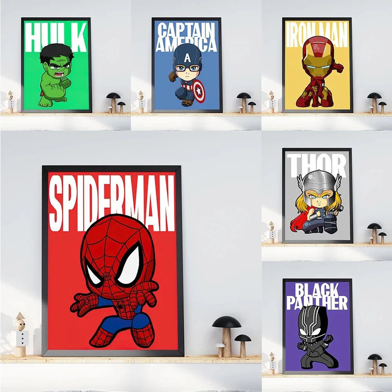 MINISO Marvel Wall Art Posters SpiderMan Iron Man Avengers Superhero ...