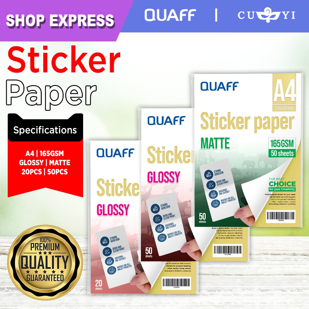 Quaff Matte Sticker Paper 165gsm | Kraft Sticker Paper A4 Size for ...