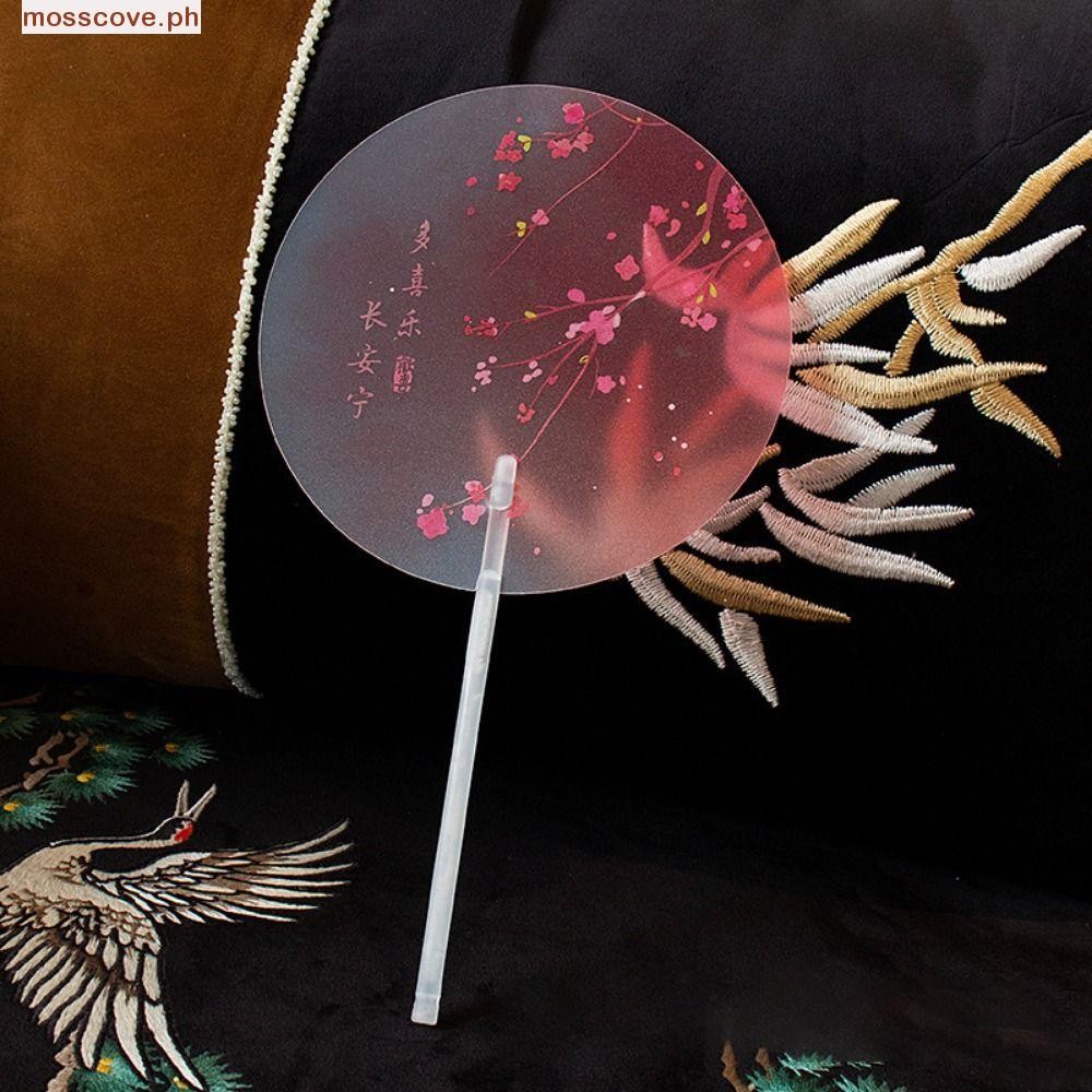 MOSSCOVE Ancient Long-handled Fan, High-looking Color Printing Handheld ...
