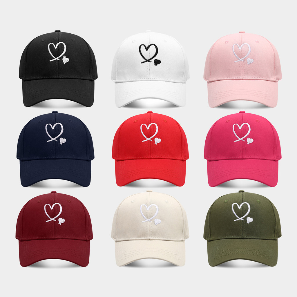 Simple and stylish heart-shaped embroidery baseball cap, couple's ...