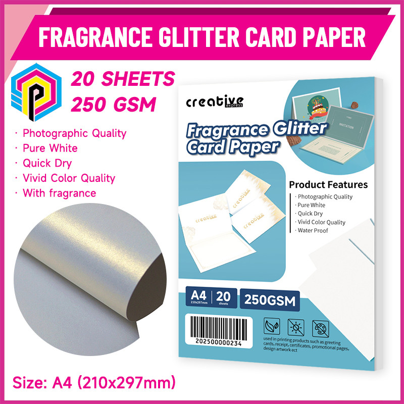 Fragrance Glitter Card Paper 250gsm Heavy Weight A4 20 Sheets/Use For ...