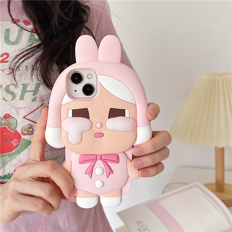 Three-Dimensional Pink Cartoon Crying Baby Crying Rabbit for iPhone 14 ...