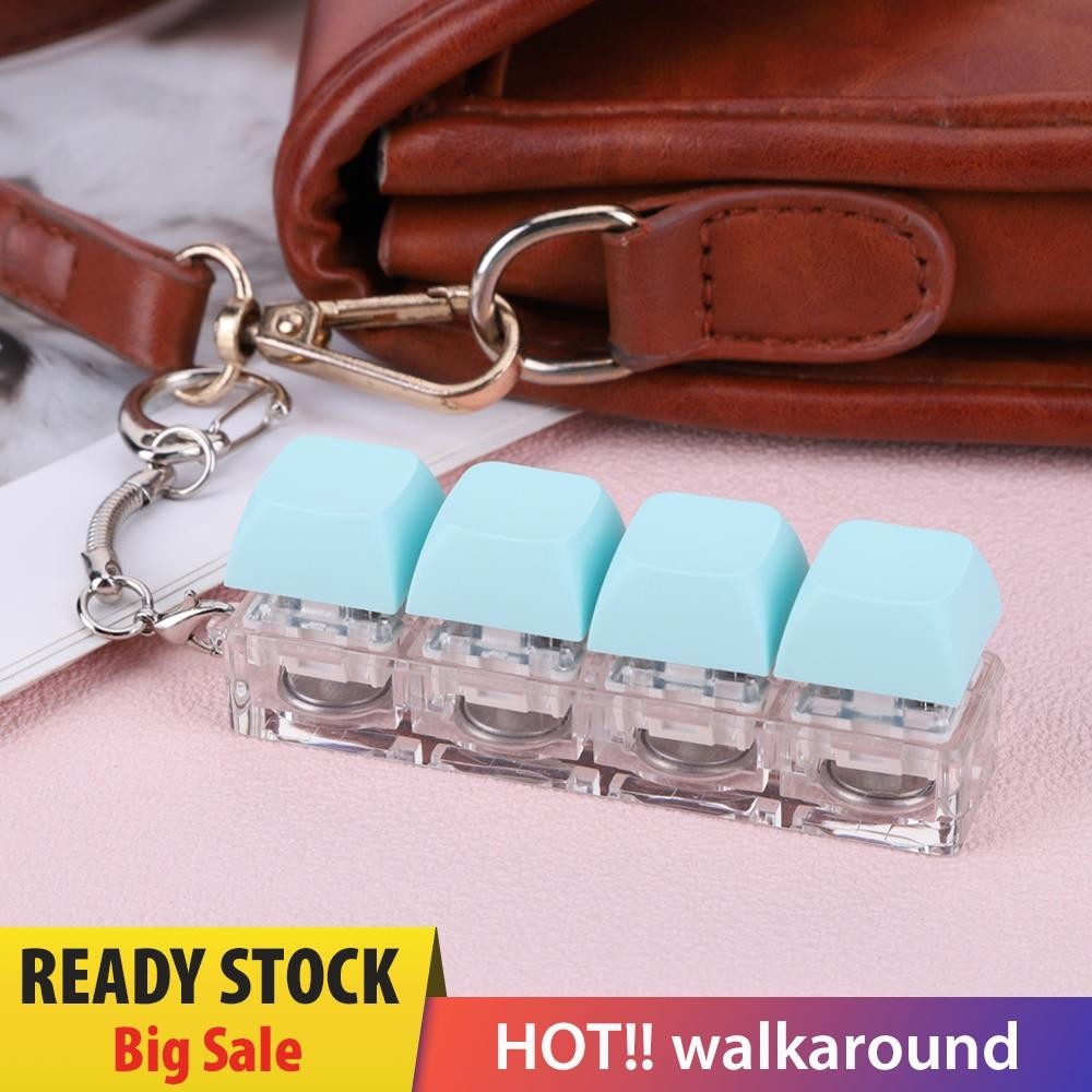 Keyboard Fidget Keychain 4 Keys Keyboard Decompression Toys with LED ...