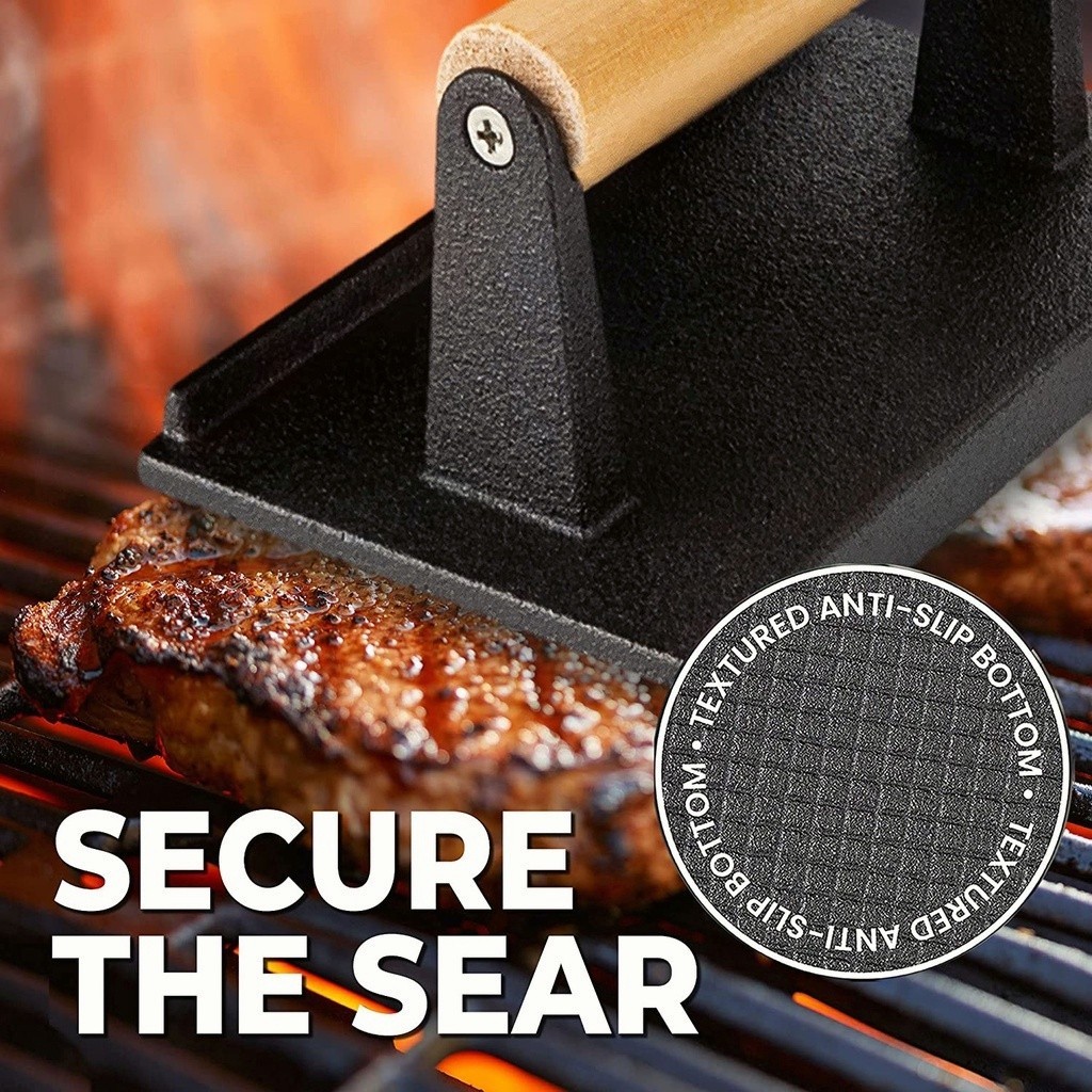 Cast iron meat press plate, barbecue steak meat press plate, uncoated ...