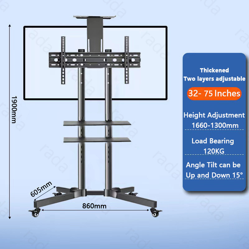 32-75 Inch Universal TV Stand Movable LCD TV Cart with Universal Wheels ...