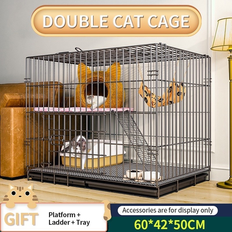 Foldable Dog Cage with Poop Tray Heavy Duty Pet Collapsible Cage ...