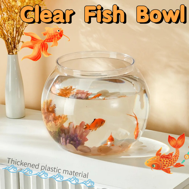 Clear Fish Bowl Plastic Thickened Ornamental Fish Tank Home Office ...