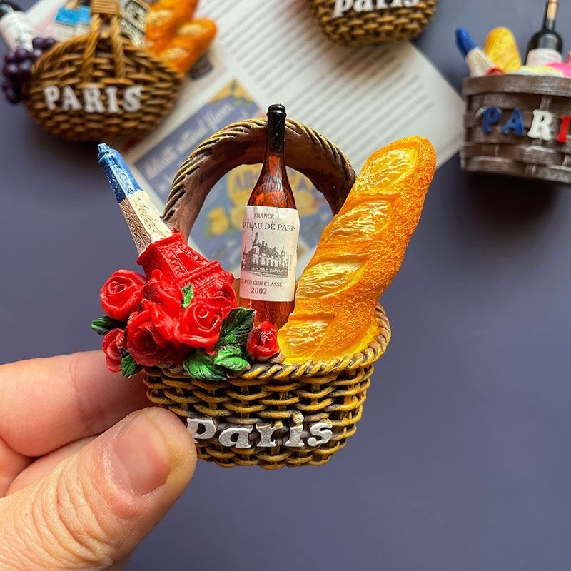 French Baguette Iron Tower Refrigerator Stickers Bread Resin Bread ...