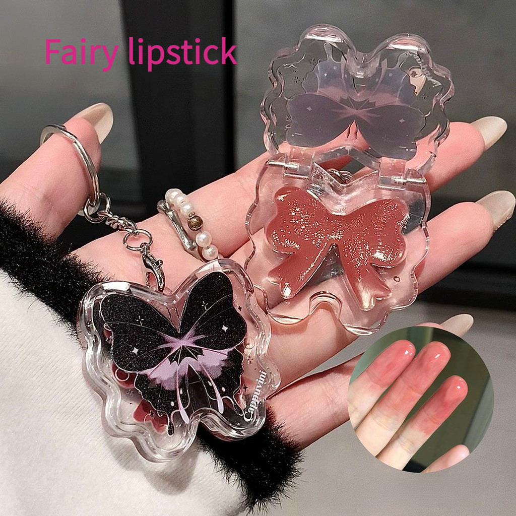 Solid Moisturizing Lipstick Butterfly Mirror Water Gloss Lip Gloss ...