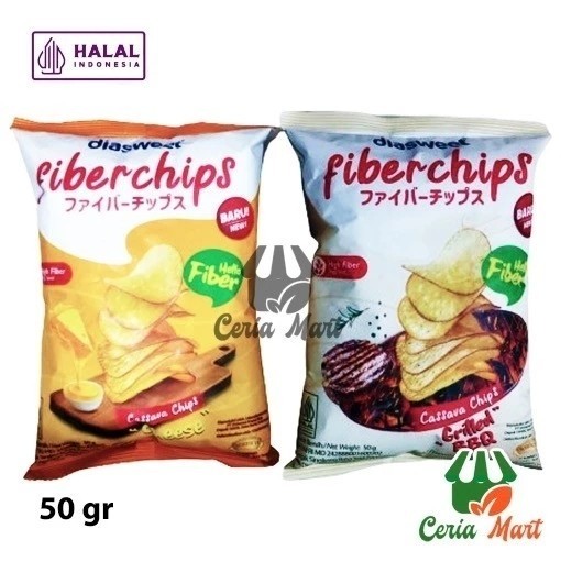 Diasweet Fiberchips 50gr Cheese BBQ Cassava Chips High Fiber High Fiber ...