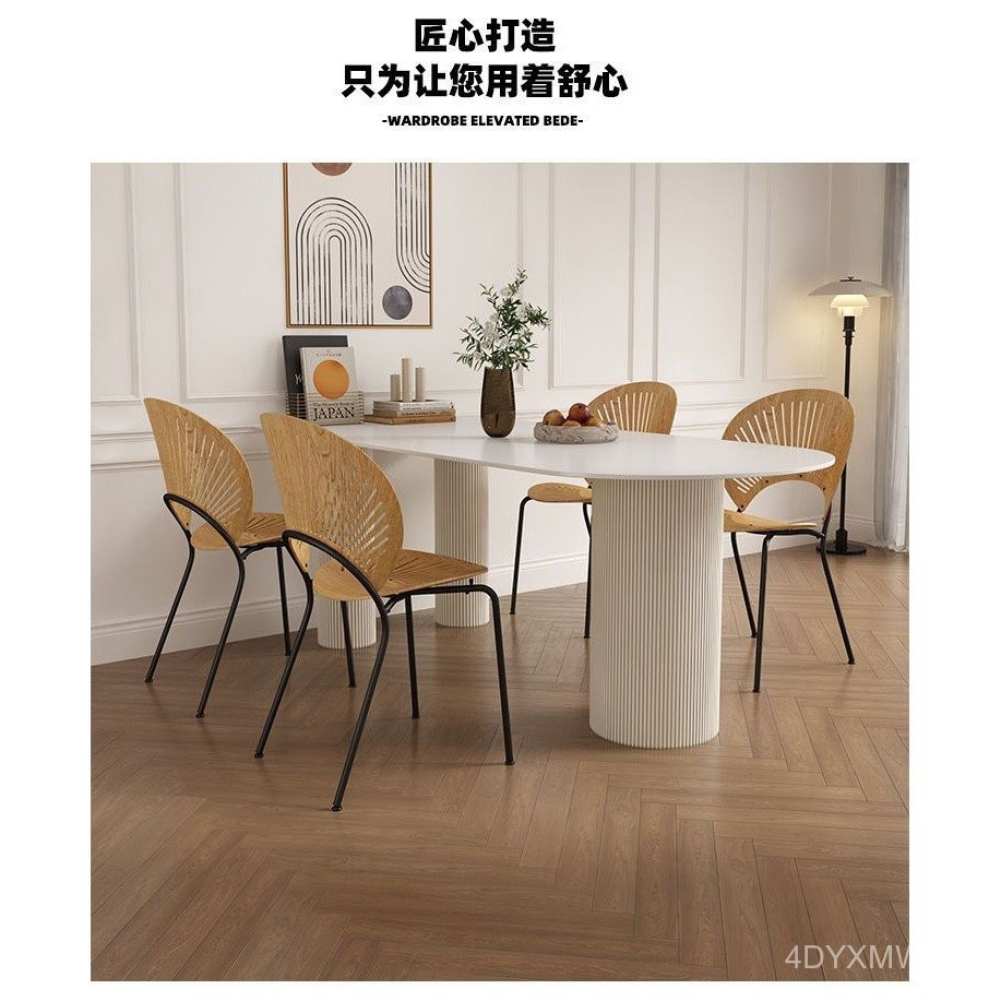 Cream Style Stone Plate Dining Tables and Chairs Set Small Apartment ...
