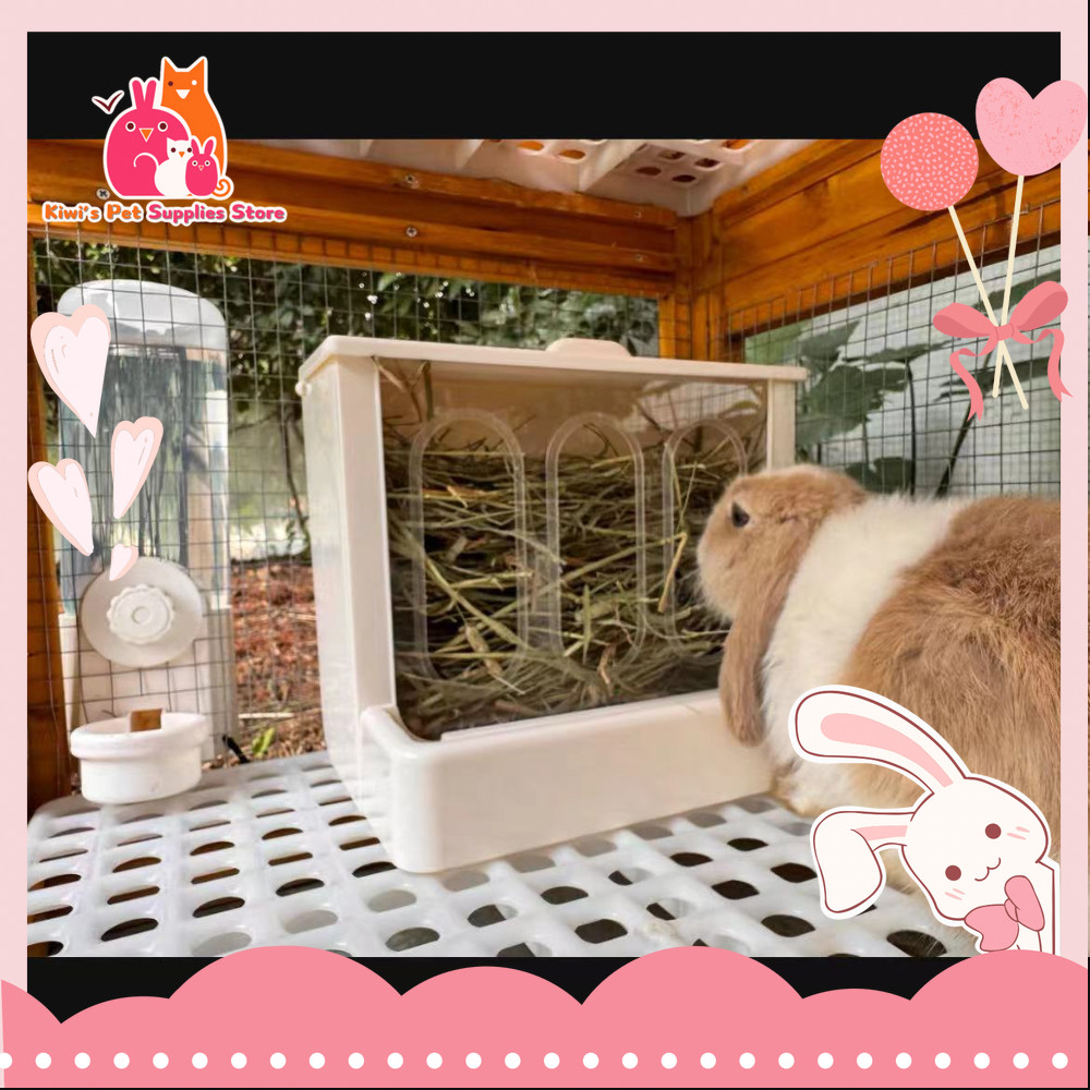 Rabbit Straw Rack Oversized Acrylic Anti-waste with Lid Grass Box Anti ...