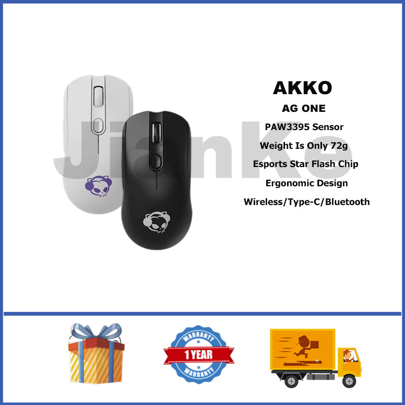 AKKO AG ONE Wireless Mouse PAW3395 8K Return Rate Lightweight Gaming ...