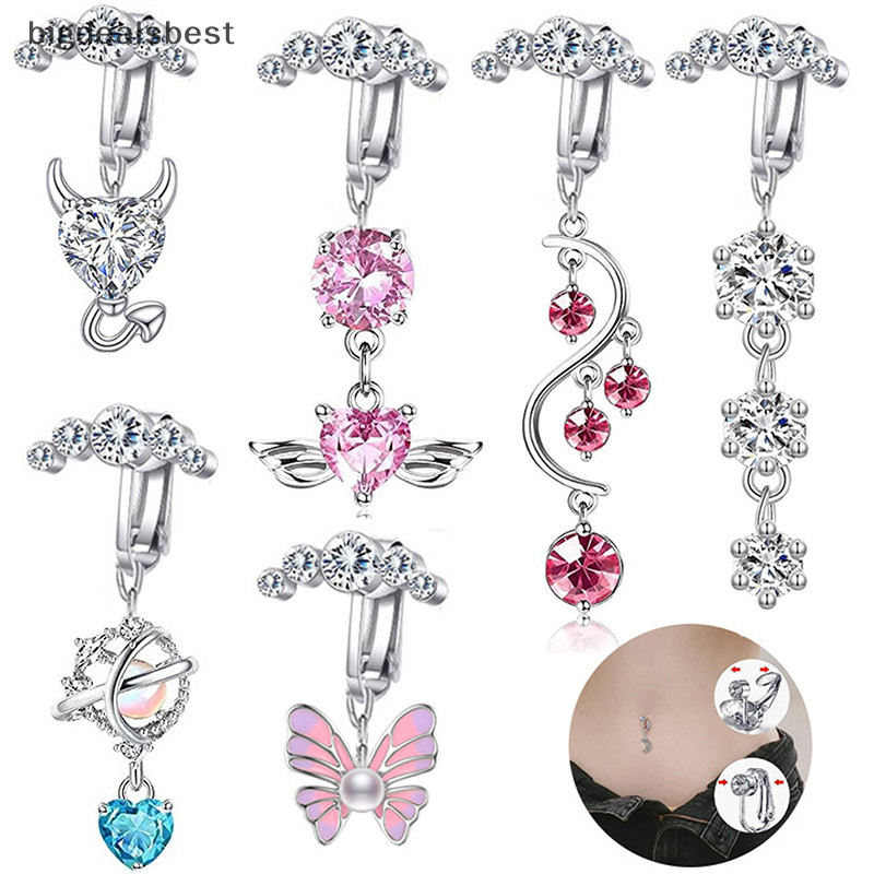 BDB 1Pcs Fake Belly Button Ring Love Wings Butterfly Fake Pendant Belly ...