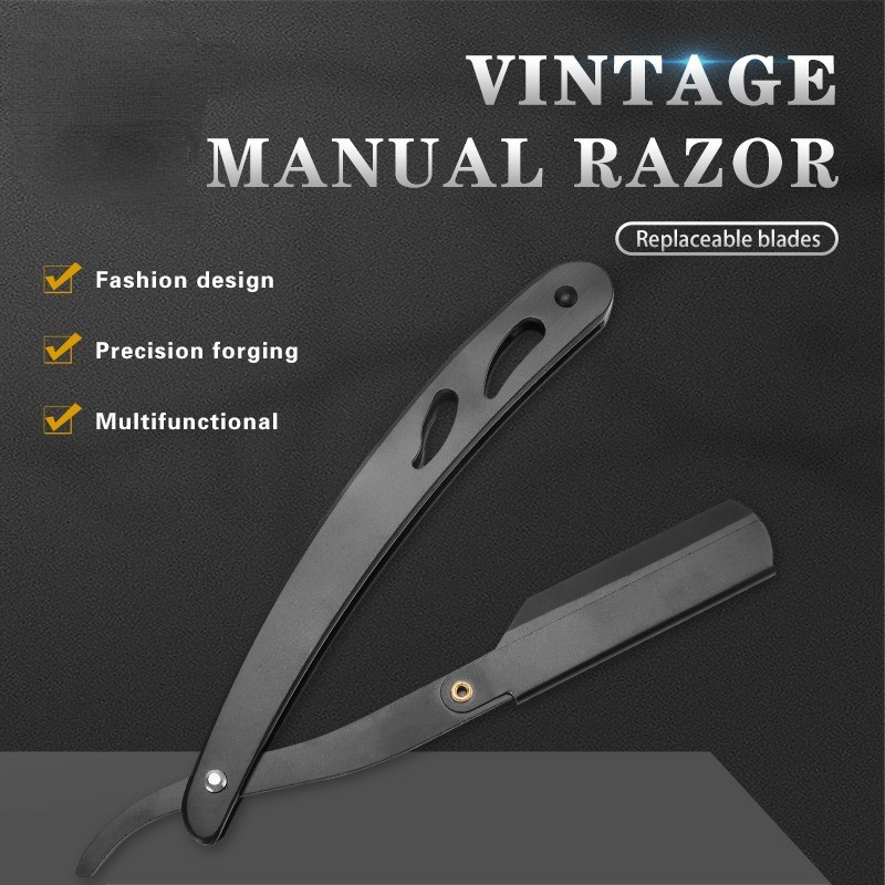 Folding Barber Razor Shaver Edge Manual Steel Trimming Beard Shaving ...