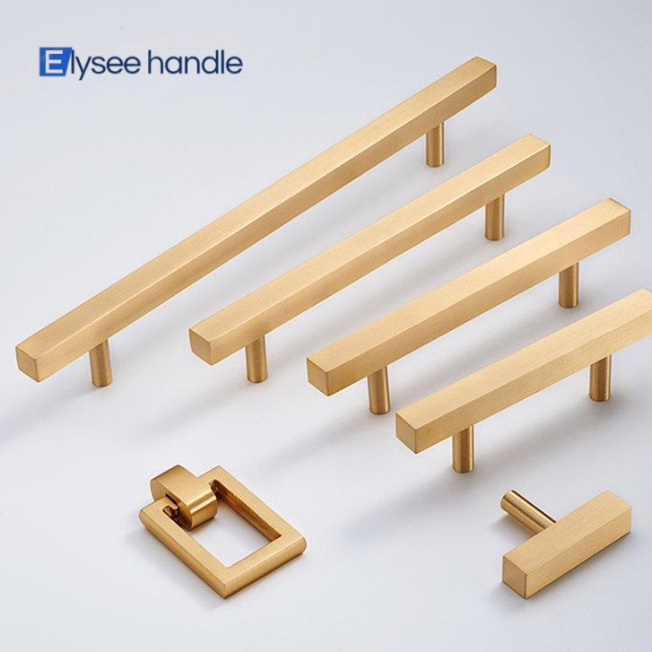 Solid Brass Cabinet Handle Rectangular Bar Handle Single Hole Drawer ...