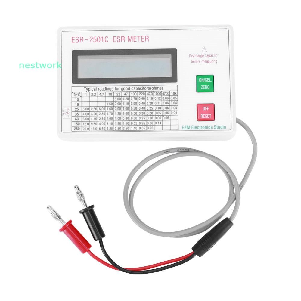 ESR DCR Tester LCD Display ESR Meter With Test Leads Clip Battery ...