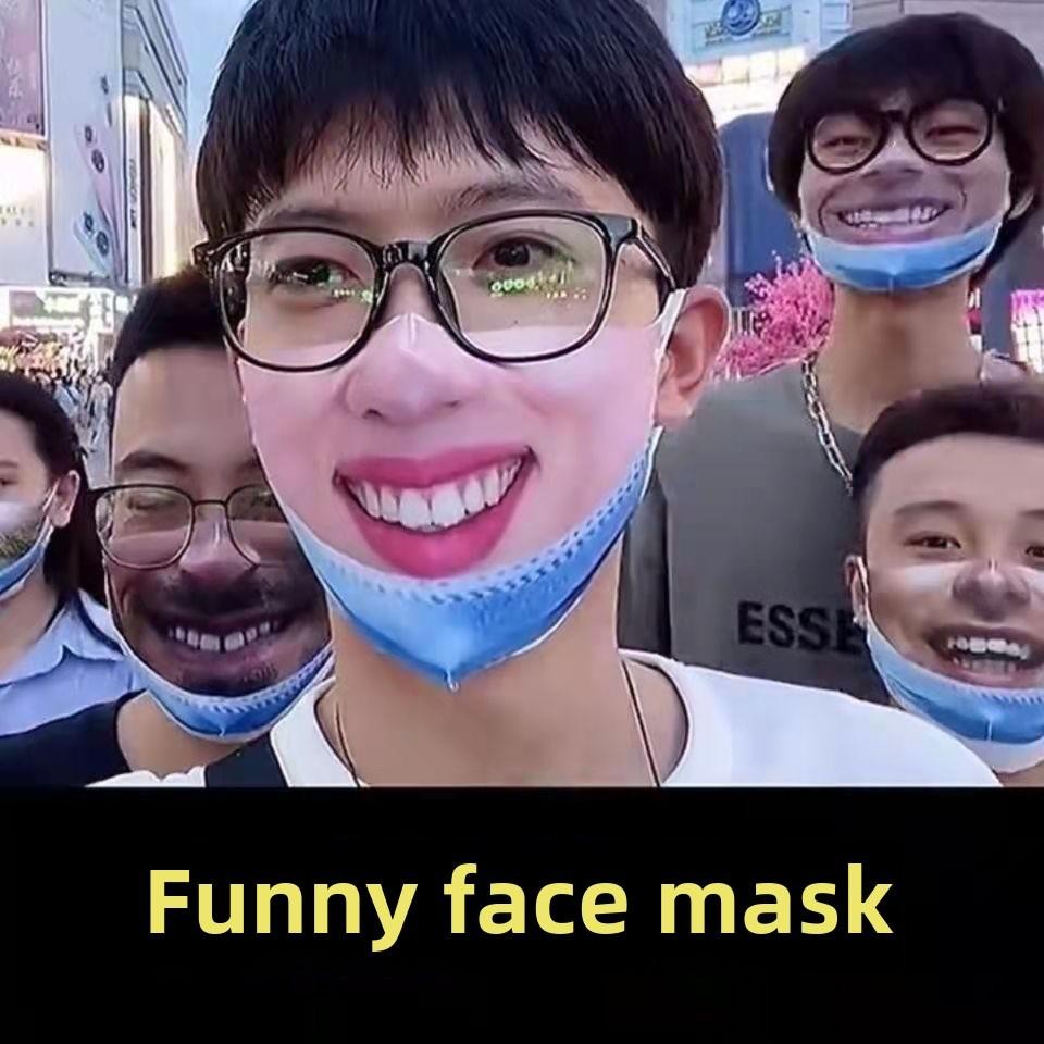 Funny Mask Same Artificial Face Mask Funny Half Face Spoof Emoji ...