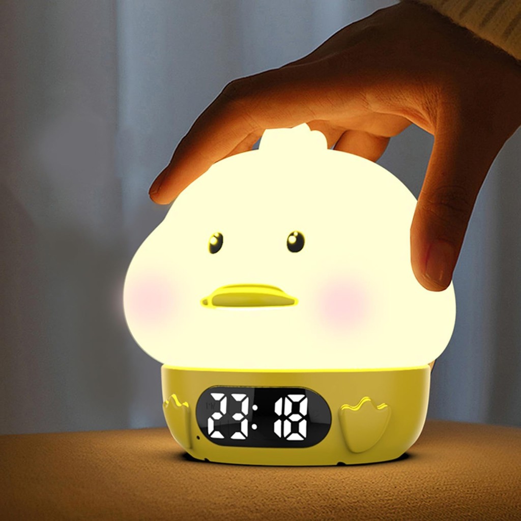 Kids Alarm Clock Light - Duck Night Light, Temperature Display, RGB ...