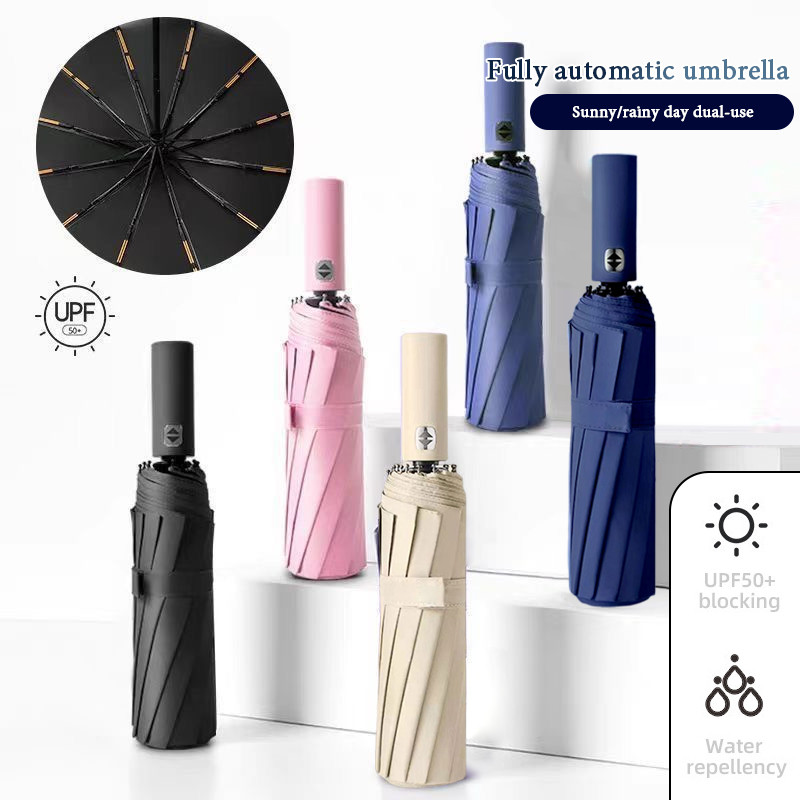 Automatic Folding Umbrella 60 Ribs Double Dragon Bone Black Glue ...