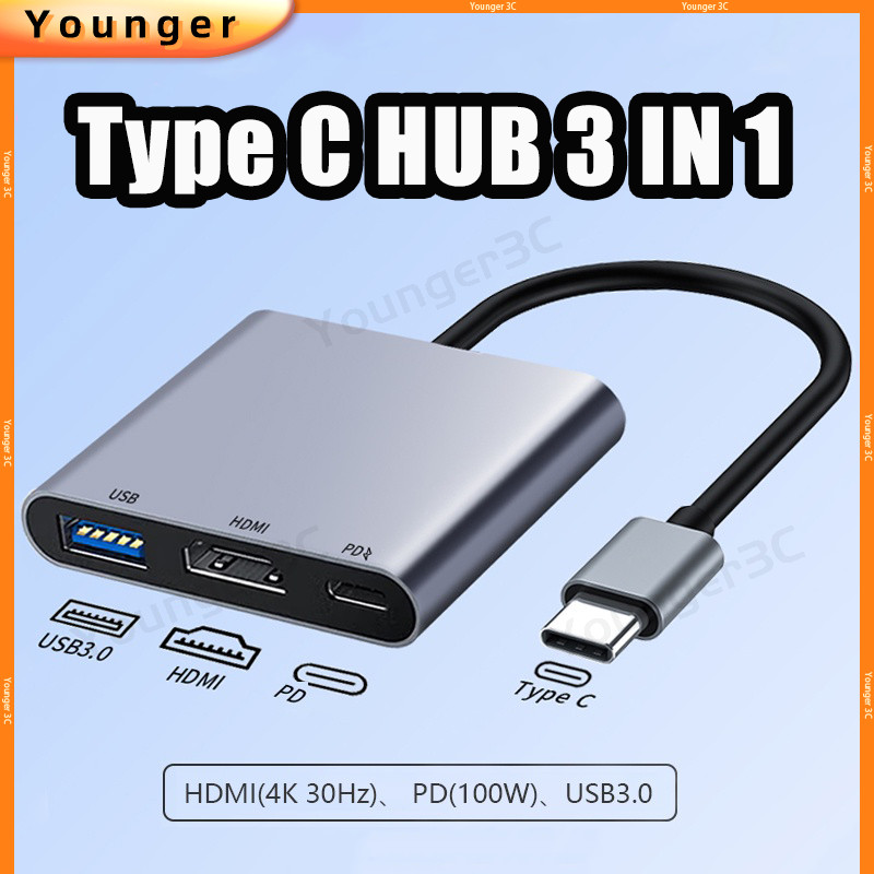 3 In 1 Usb C Digital Av Multi Port Adapterusb Hub Type C To Usb 30 8624
