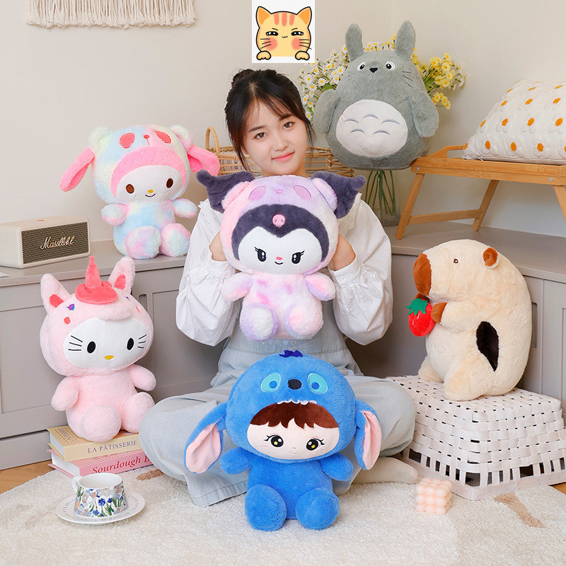 Kawaii Sanrio Kuromi Plush Toy Cute HelloKitty Totoro Plush Doll Fun ...
