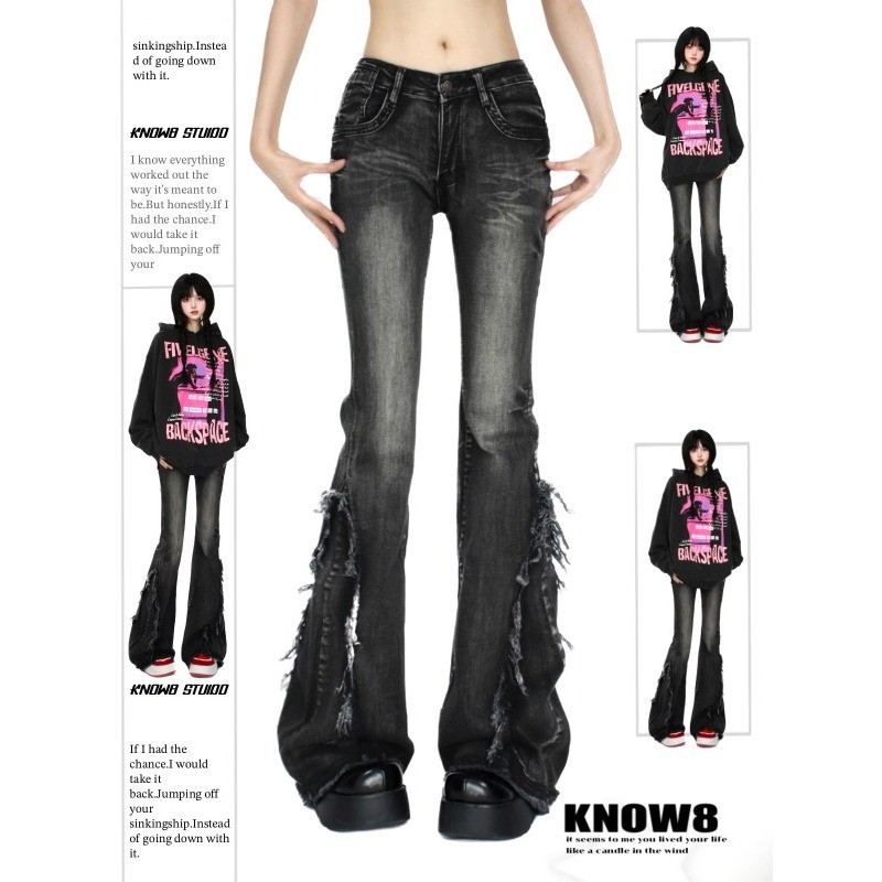 Vintage American Slim Maong Pants for Women Hiphop Pants High Street ...