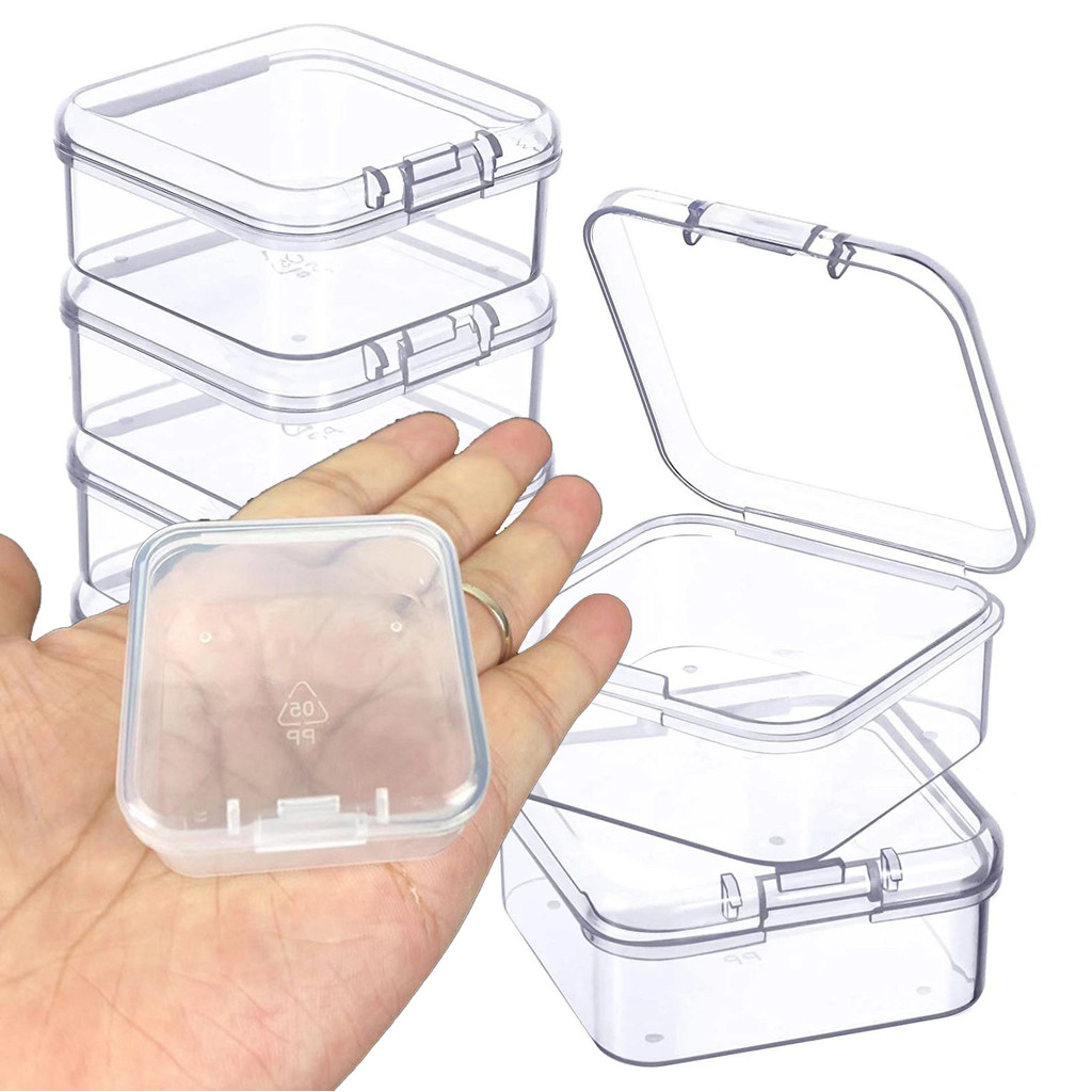 6pcs Transparent Square Storage Box Opening Classification Sticker Flip ...