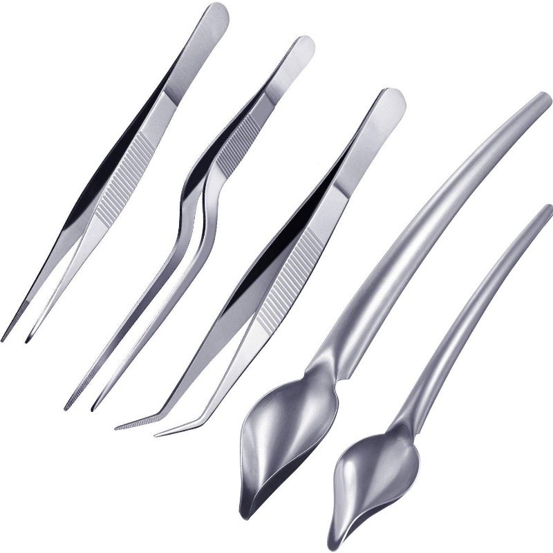 Pro Chef Plating Kit TWEEZERS Tongs Dessert Sauce Tool Spoon Kitchen ...