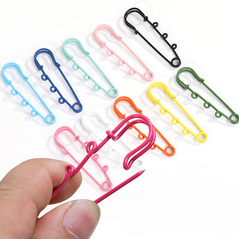 Heavy Duty Safety Pins 3 Loops Metal Kilt Pins Fasteners for Brooch Making Blanket Knitted ...