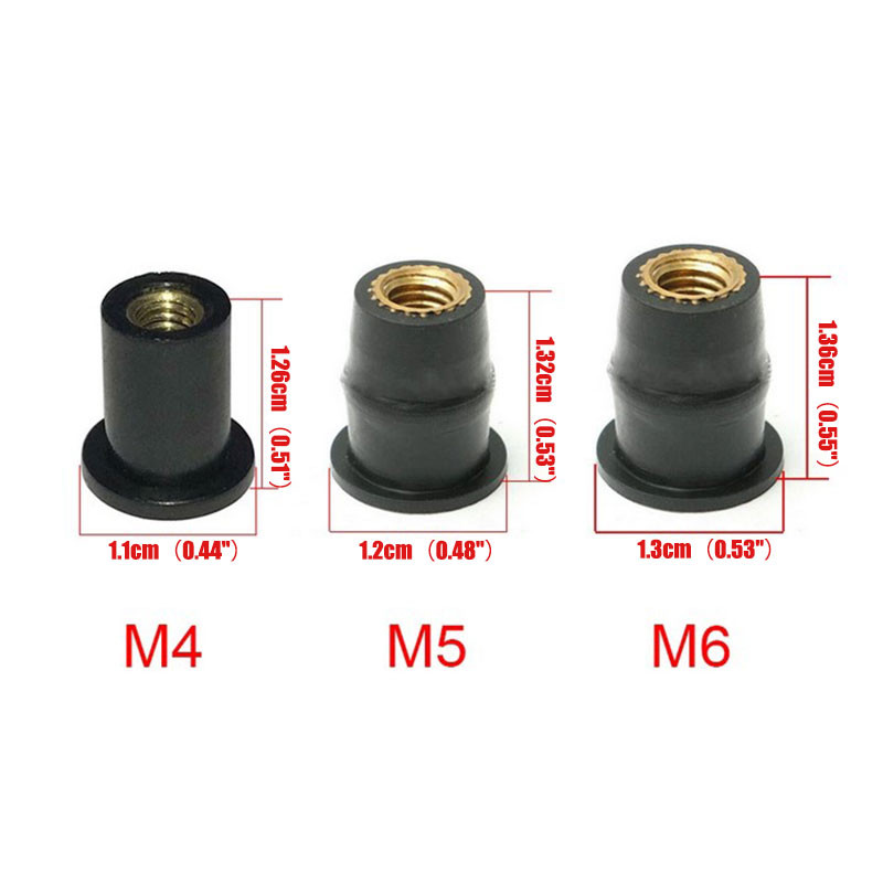 GMARTY 10PCS Motorcycle For M4/M5/M6 Rubber Well Nuts Riding ...