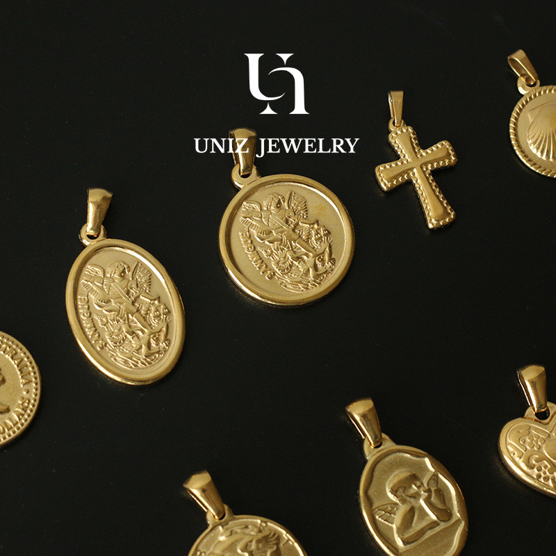 UNIZ 18K Non Tarnish Pendant Coin Angel Sheet Hypoallergenic Stainless ...