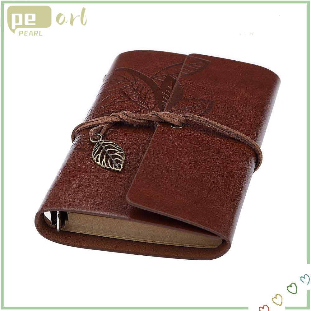 PEALIR Journal Sketchbook, PU Leather Leaf Travelers Notebook, Vintage ...