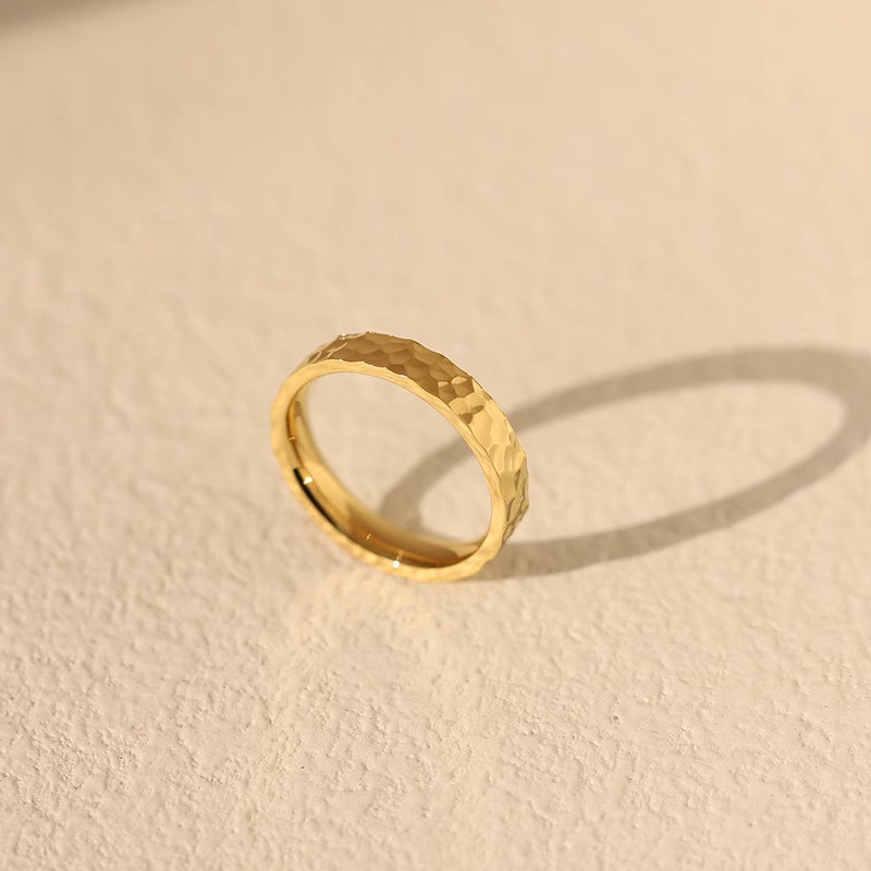 Simple Crushed Ice Ice Titanium Steel Ring Does Not Fade 8K Gold Water ...