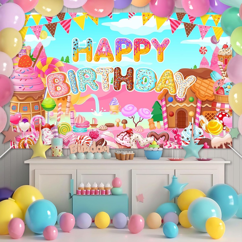 Avezano Candyland Backdrop for Girl Sweet Donut Ice Cream Candy Theme ...