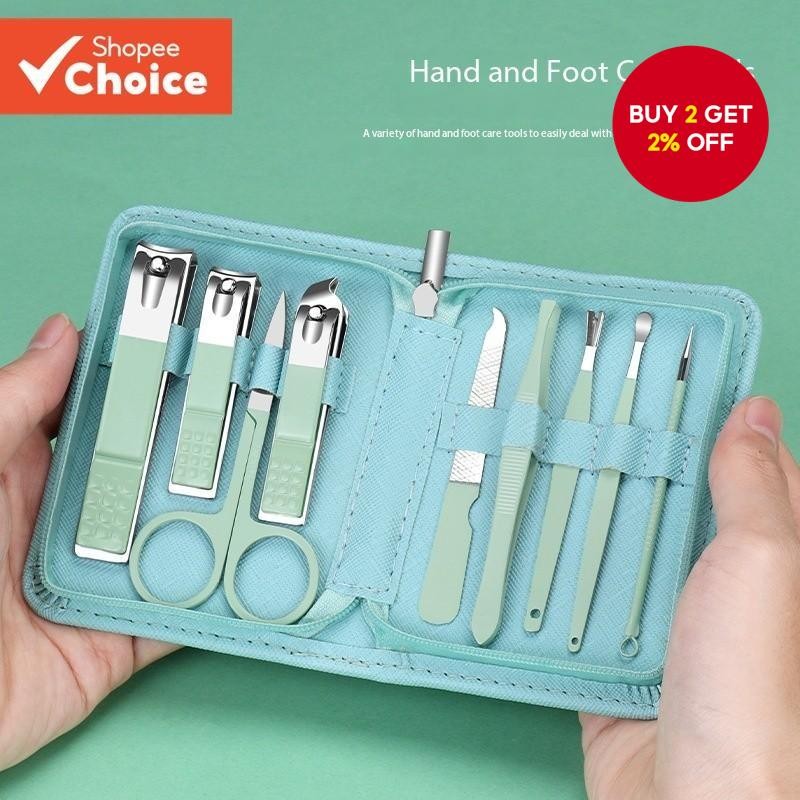 9Pcs Manicure Set Stainless Steel Nail Clippers Cuticle Nipper Pedicure ...
