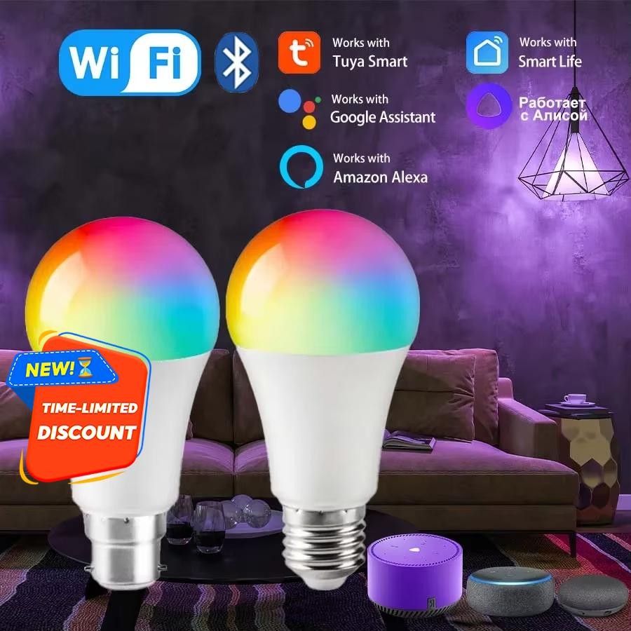 Tuya Smart LED Bulb E27 - RGB Dimmable WiFi/Bluetooth Light with APP ...